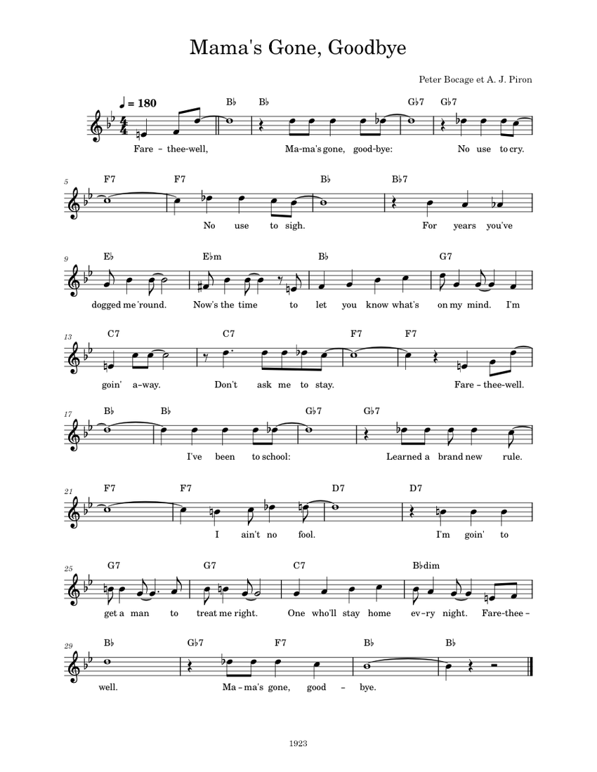 Mama's Gone, Goodbye – Peter Bocage et A. J. Piron Mama's Gone, Goodbye ...