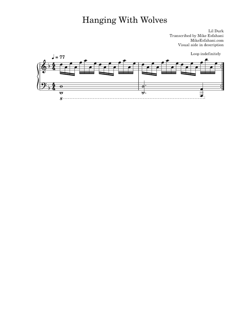 Hanging With Wolves - Lil Durk Sheet Music for Piano (Solo) Easy ...