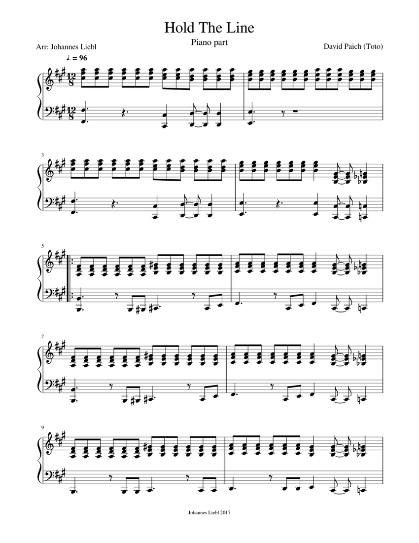 Hold The Line Sheet music for Piano (Solo) | Musescore.com