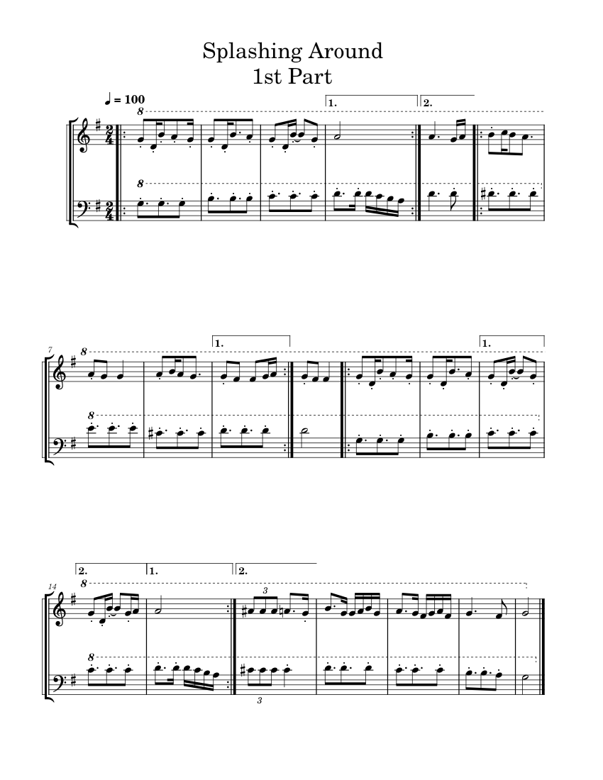 Splashing Around Sheet Music for Recorder (Woodwind Duet) | MuseScore.com