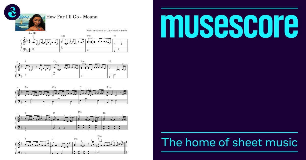 How Far I'll Go - Moana Sheet Music with Chords for Piano (Solo) easy ...