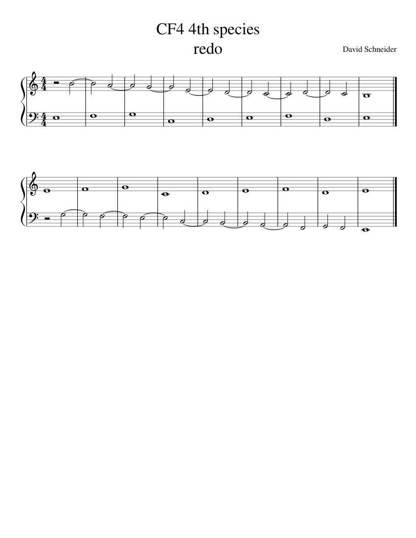 CF4 4th species Sheet music for Piano (Solo) Easy | Musescore.com