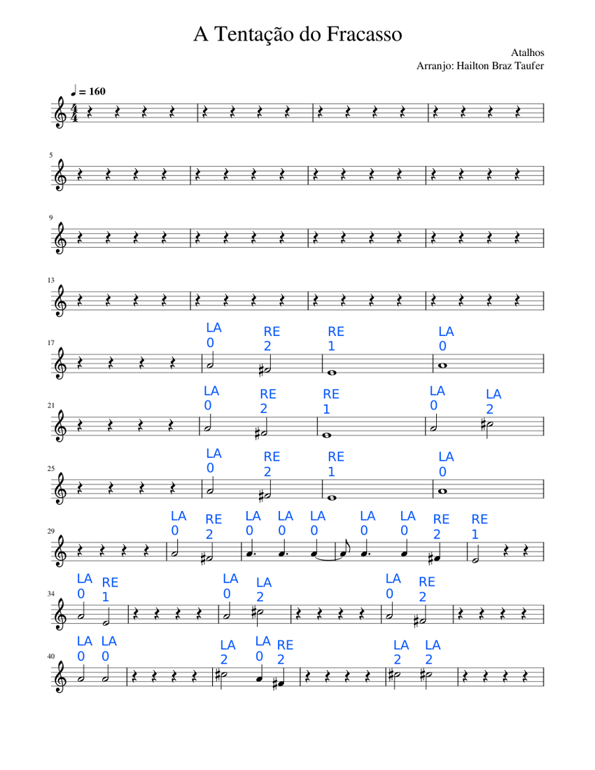 A Tentação do Fracasso (Acompanhamento Simplificado) Sheet music for ...