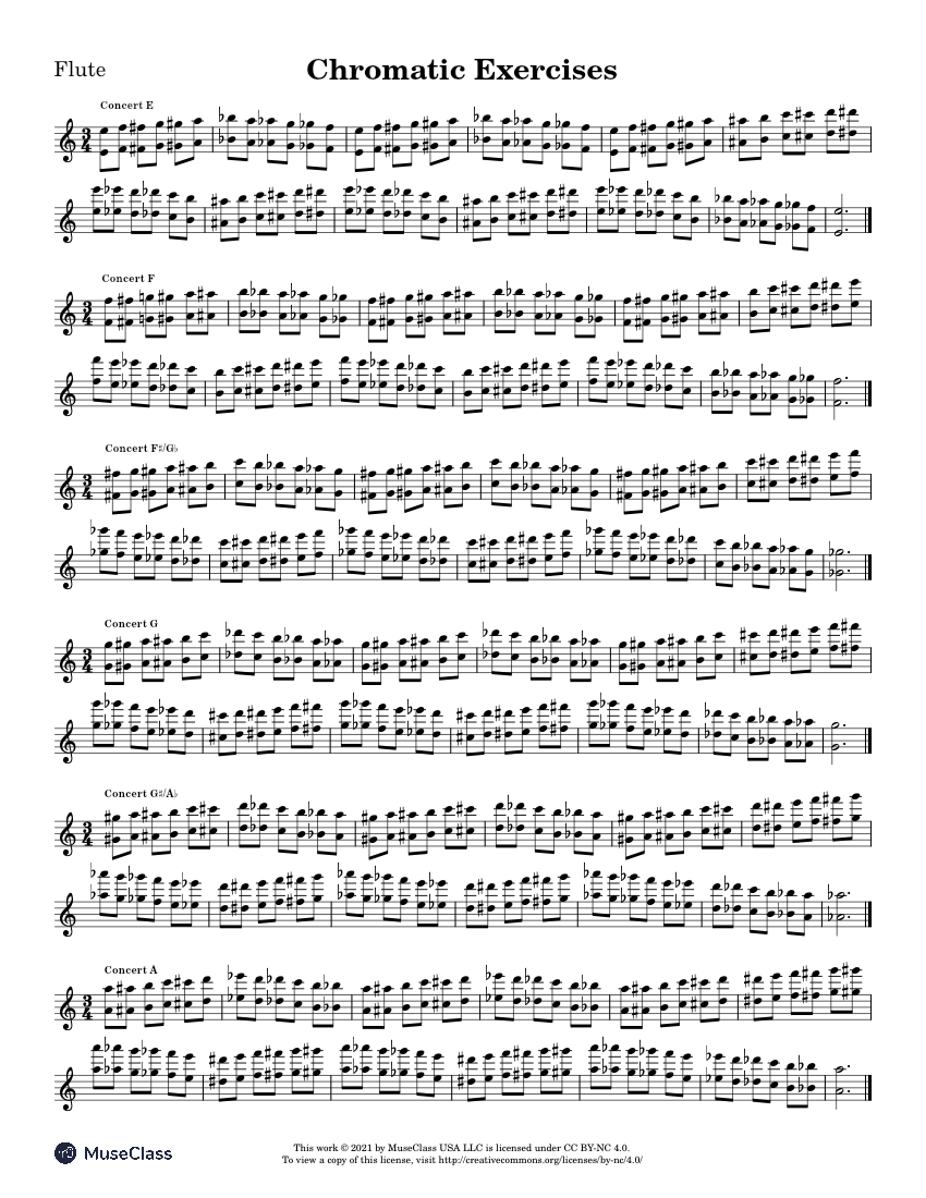 Chromatic Exercises for Flute Sheet Music for Flute (Solo) | MuseScore.com