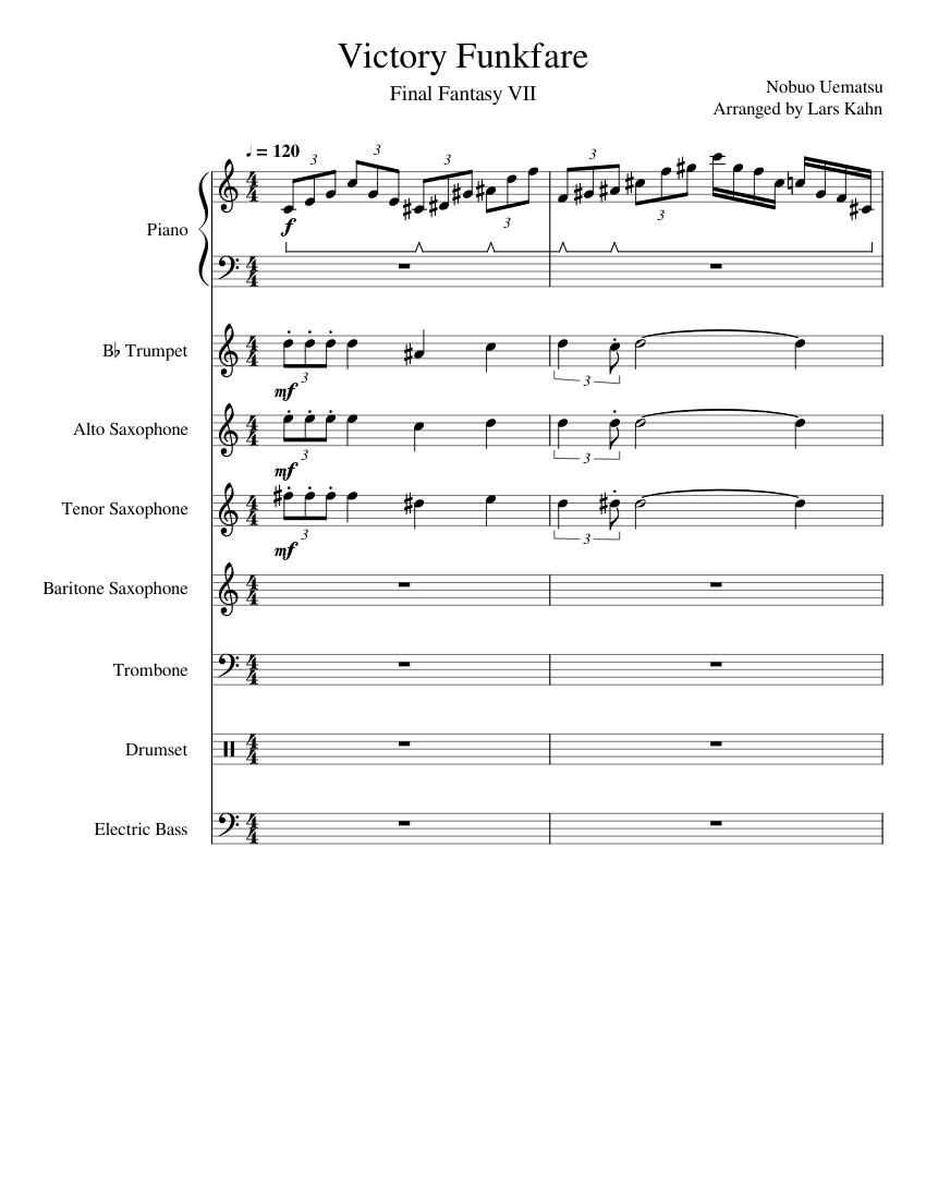 Victory Funkfare - Final Fantasy VII Sheet Music for Piano, Trombone ...