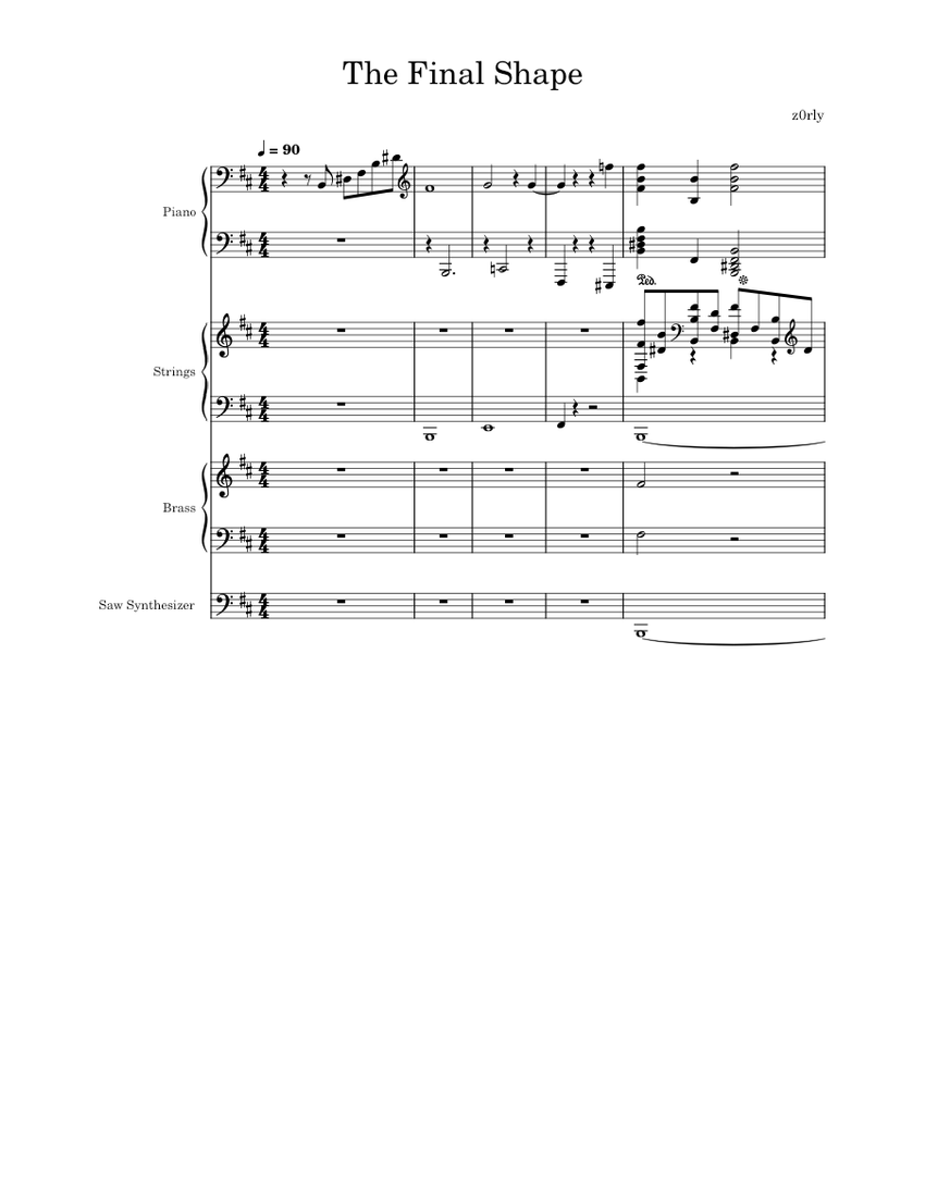 The Final Shape Sheet Music for Piano, Strings group, Synthesizer ...