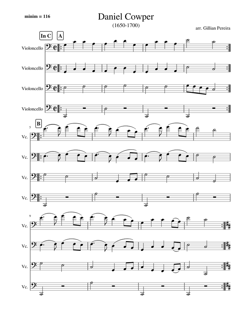 Daniel Cowper Sheet music for Cello (Mixed Quartet) | Musescore.com
