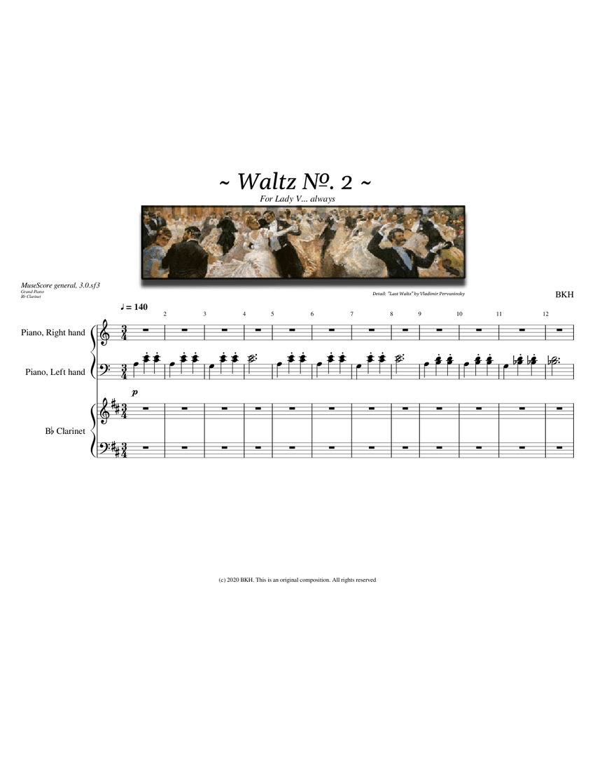 Waltz No. 2, for Piano and B-flat Clarinet Sheet music for Piano ...