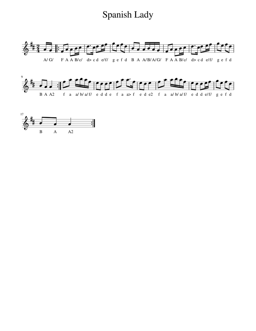 Spanish Lady Sheet music for Piano (Solo) | Musescore.com