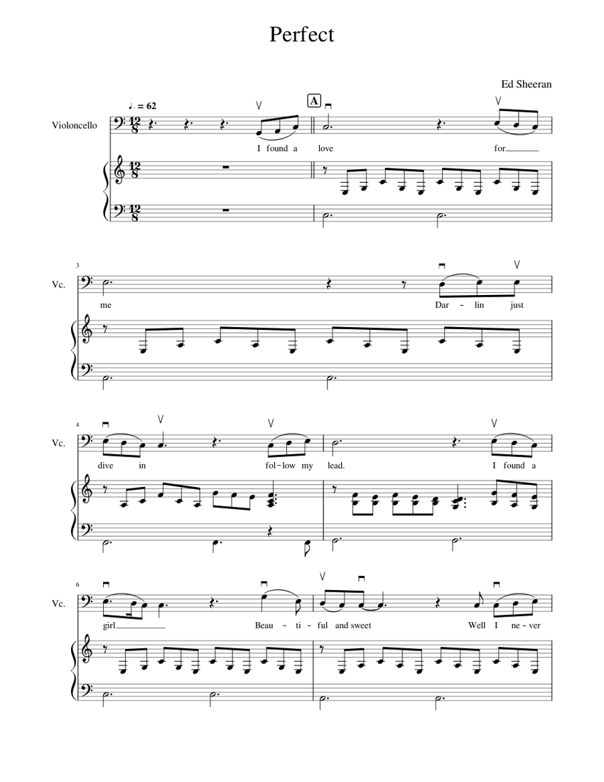 Perfect-cello & piano Sheet Music for Cello (Mixed Ensemble ...
