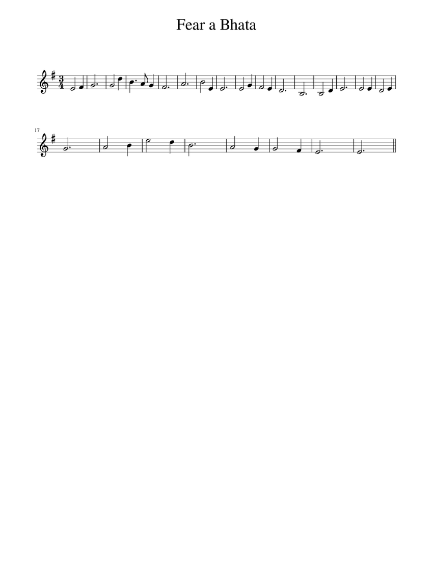 Fear a Bhata Sheet music for Piano (Solo) | Musescore.com