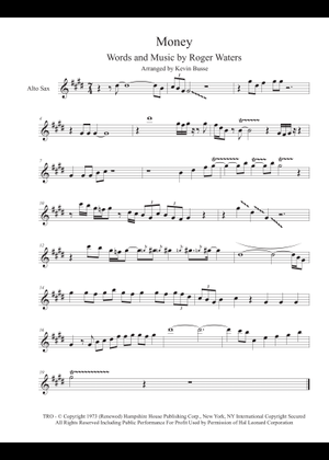 Money Sax Solo - Pink Floyd (Sax Alto Transcription) Sheet Music for ...