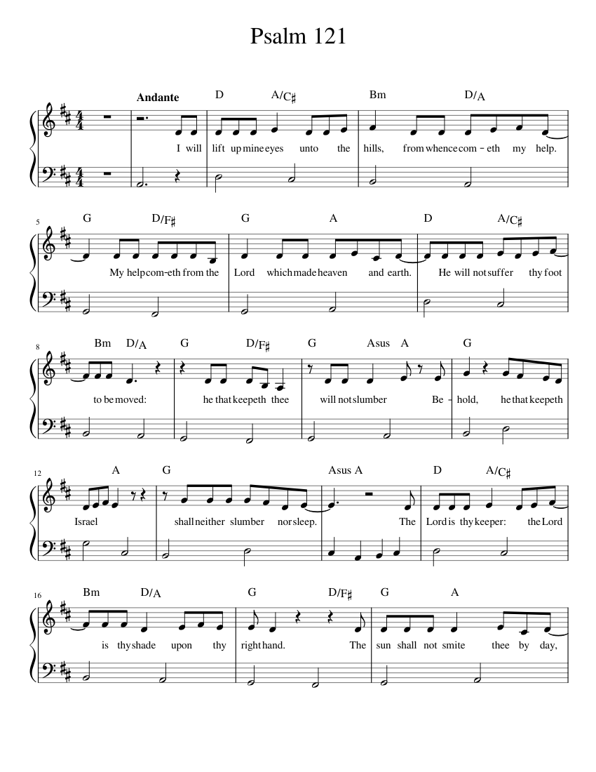 Psalm 121 Sheet Music with Chords for Piano (Solo) easy | MuseScore.com