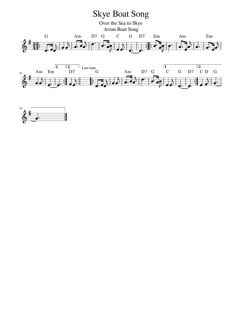 Skye Boat Song Sheet music for Piano (Solo) Easy | Musescore.com