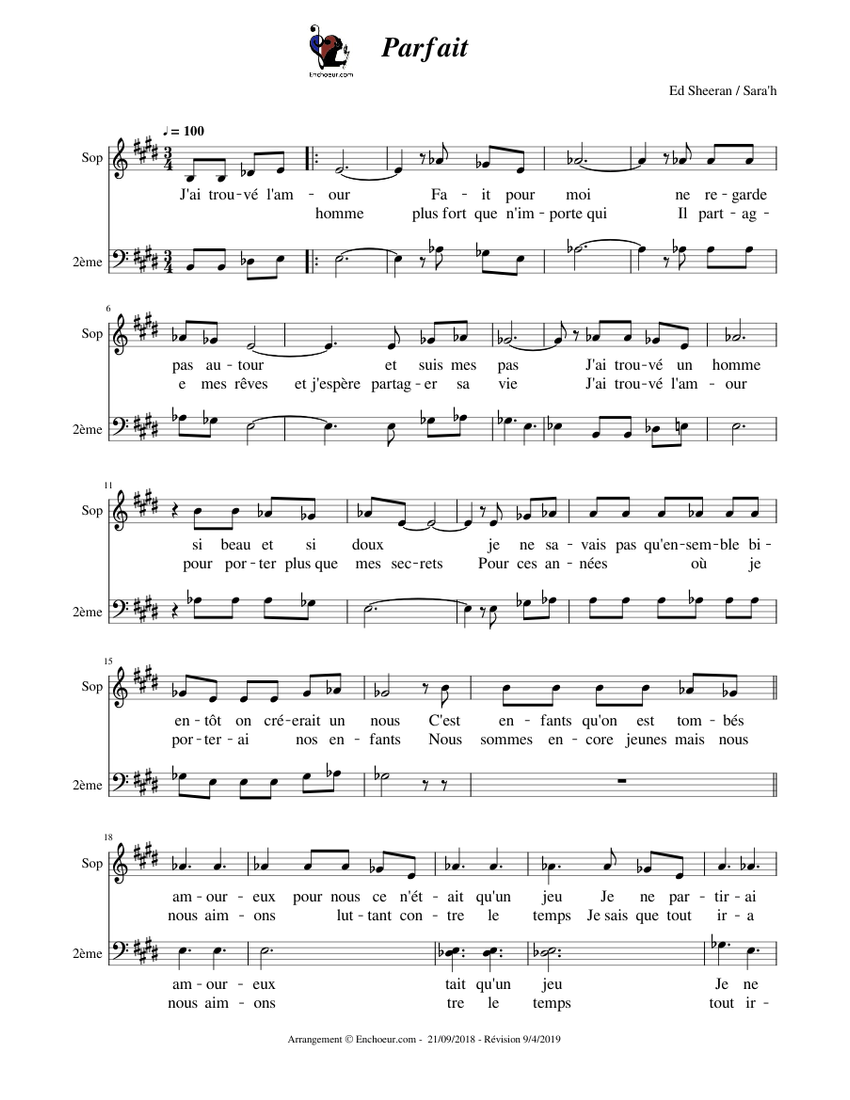 Parfait Sheet music for Piano (A Capella) | Musescore.com