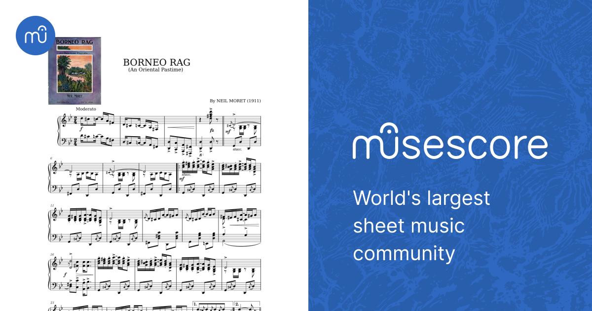 Borneo Rag by Neil Moret (1911) Sheet Music for Piano (Solo ...