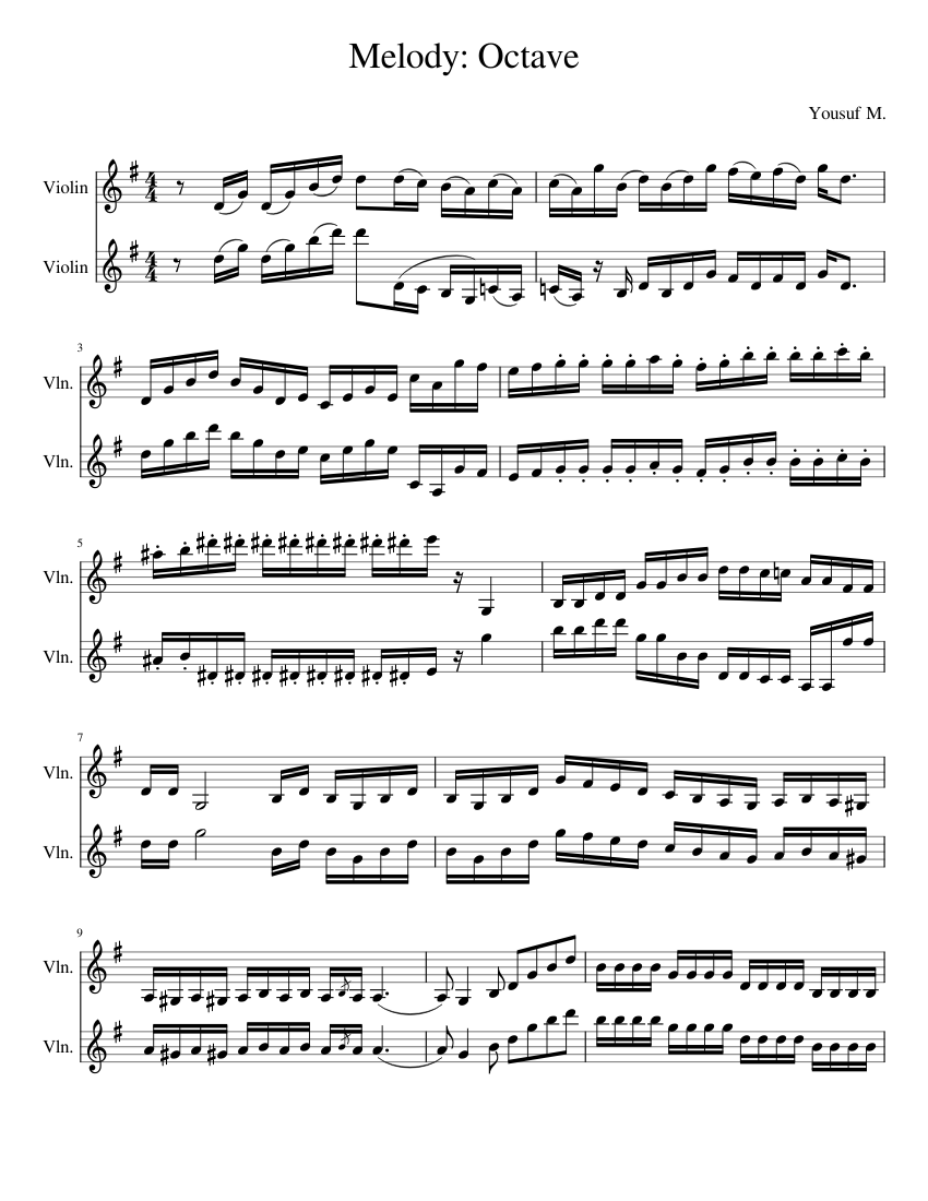 Melody for Two Violins Sheet music for Violin (String Duet) | Musescore.com