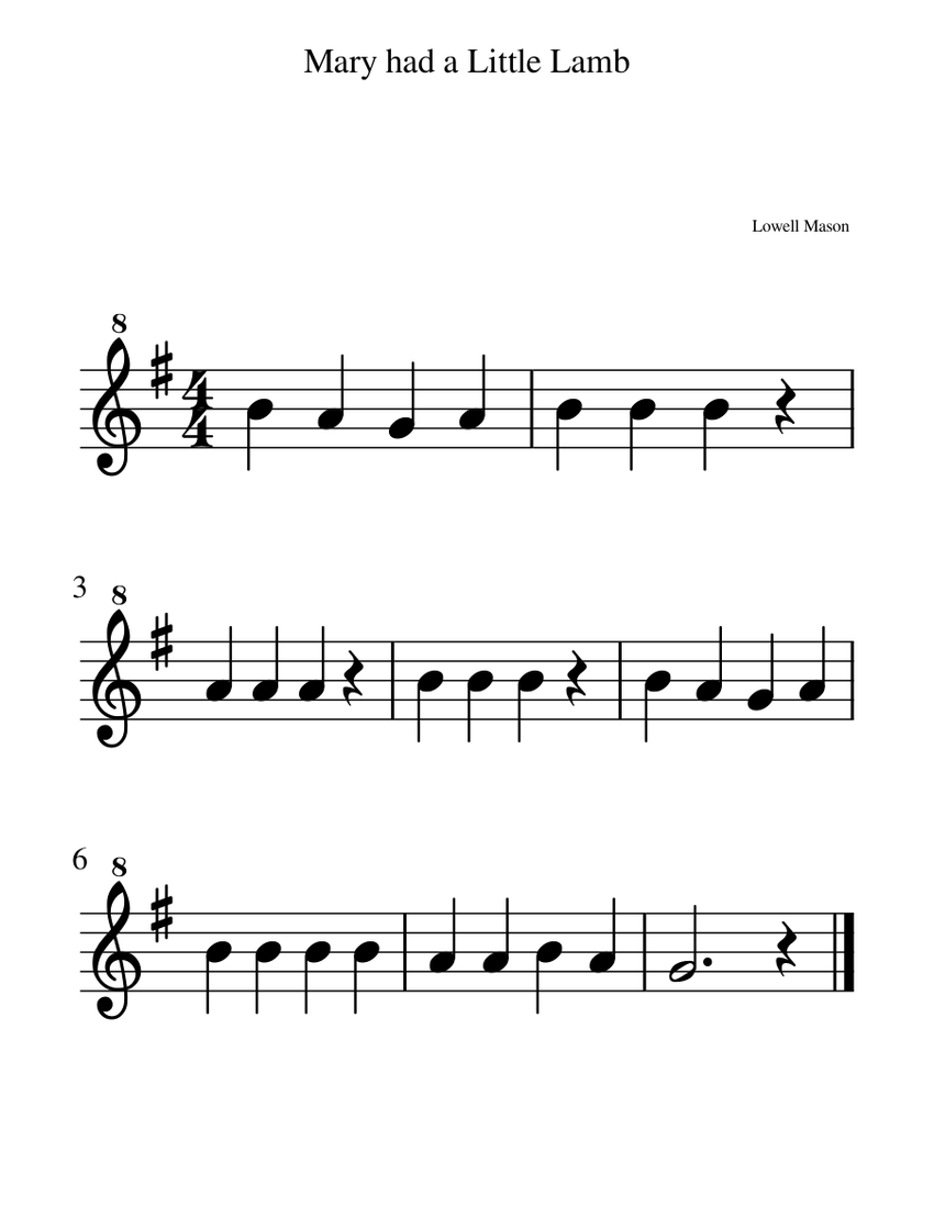 Mary had a Little Lamb Sheet Music for Recorder (Solo) | MuseScore.com