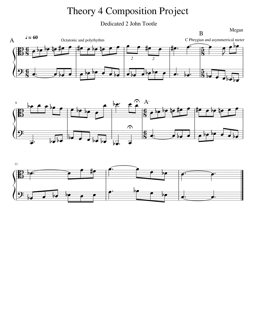 Theory 4 Composition Project Sheet music for Piano (Solo) Easy ...