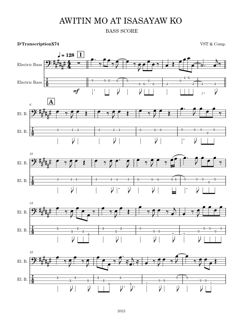 Awitin mo at isasayaw ko – VST & Company Sheet music for Bass guitar ...