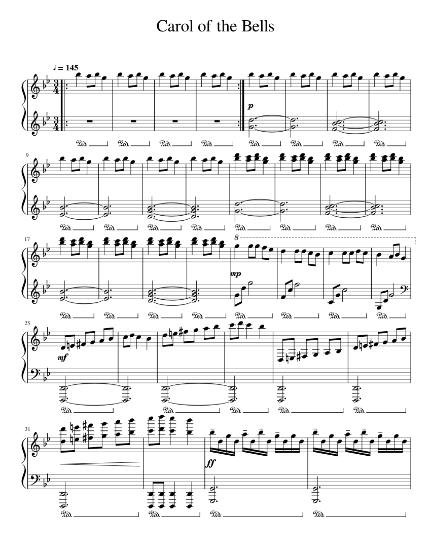 Carol of the Bells Sheet music for Piano (Solo) | Musescore.com