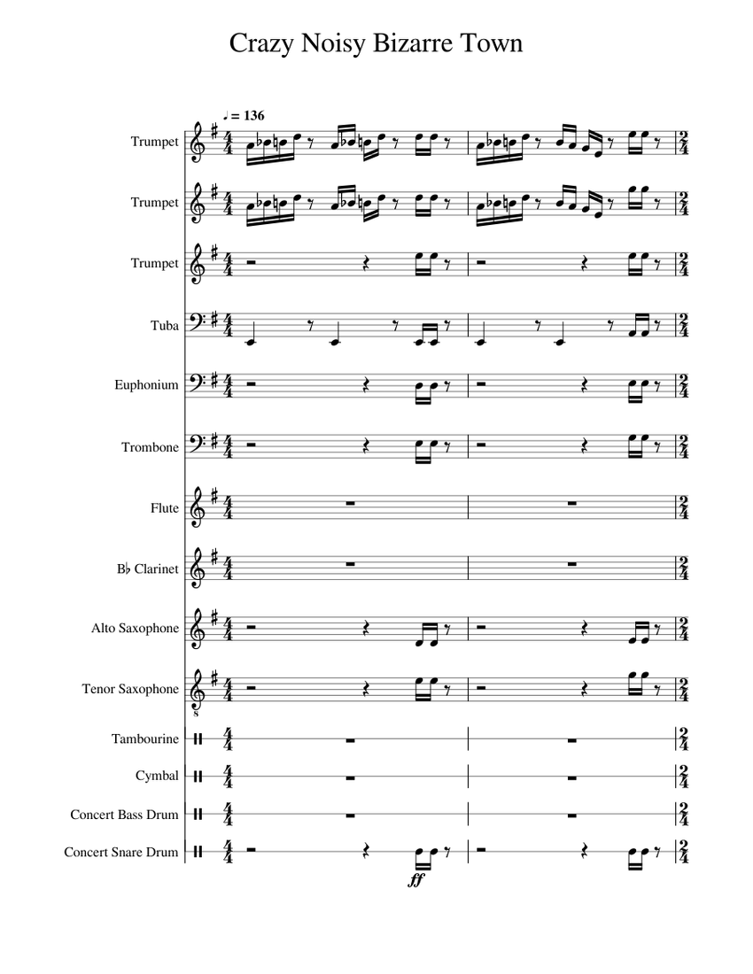 Crazy Noisy Bizarre Town (unfinished) Sheet music for Trombone ...