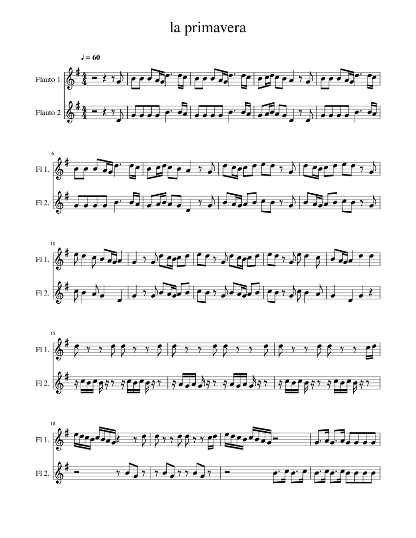 la primavera Sheet music for Piano, Flute (Solo) | Musescore.com