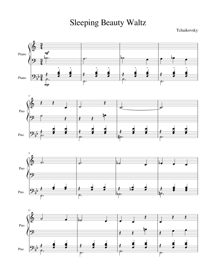 Sleeping Beauty Waltz Sheet music for Piano (Piano Duo) | Musescore.com