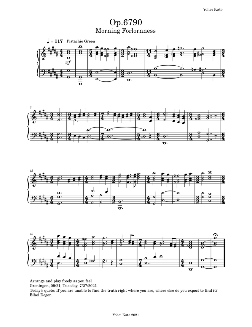 Op.6790 Morning Forlornness Sheet music for Piano (Solo) | Musescore.com