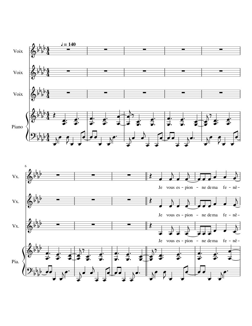 Promenade sur mars Sheet music for Piano, Vocals (Mixed Quartet ...