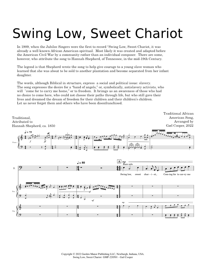 SWING LOW SATB - Gæl Cooper Sheet music for Piano, Soprano, Alto, Tenor ...