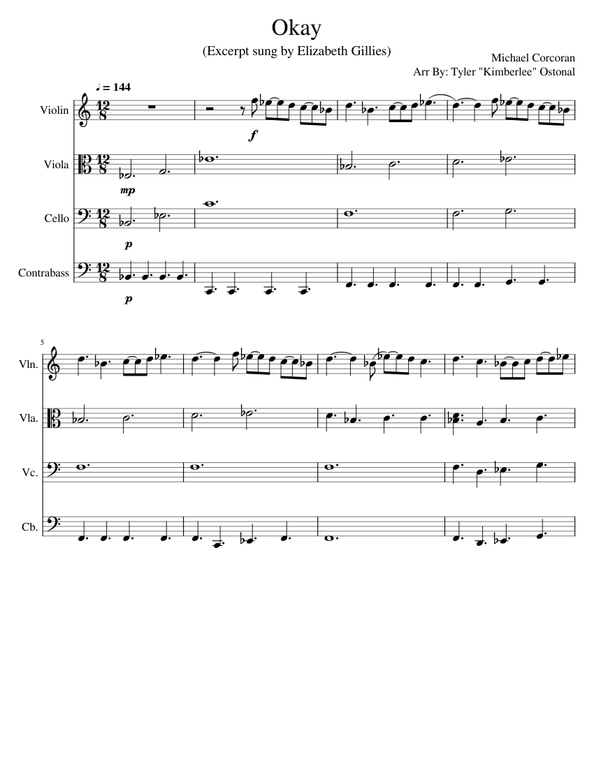 Okay (Backhouse Mike) Sheet Music for Violin, Viola, Cello, Woodwinds ...