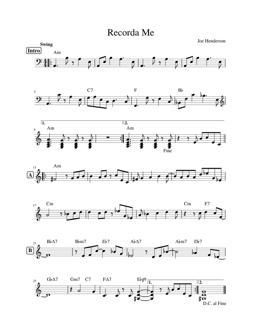 Recorda_Me Sheet music for Piano (Solo) | Musescore.com