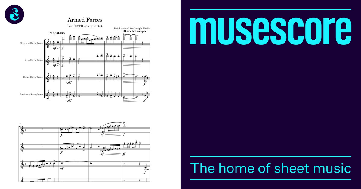 Armed Forces Salute – Bob Lowden - arr for SATB sax quartet Sheet Music for Saxophone alto ...