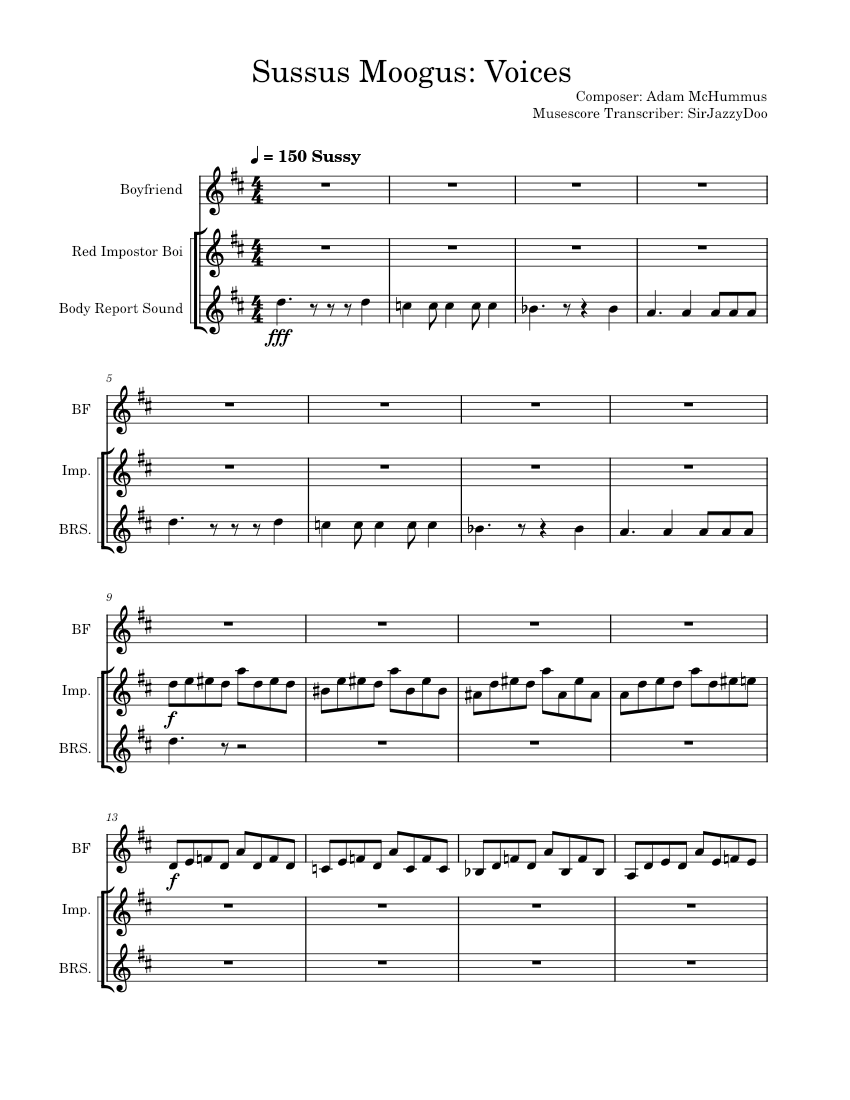 Sussus Moogus Voices Sheet music for Saxophone tenor, Trumpet in b-flat ...