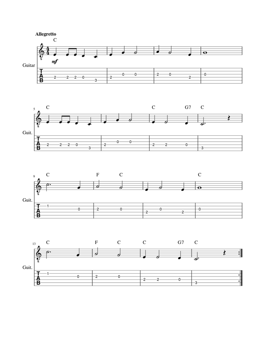 LIL LIZA JANE-AMERICAN FOLK SONG | GUITAR TABS & CHORD CHART | LESSON ...