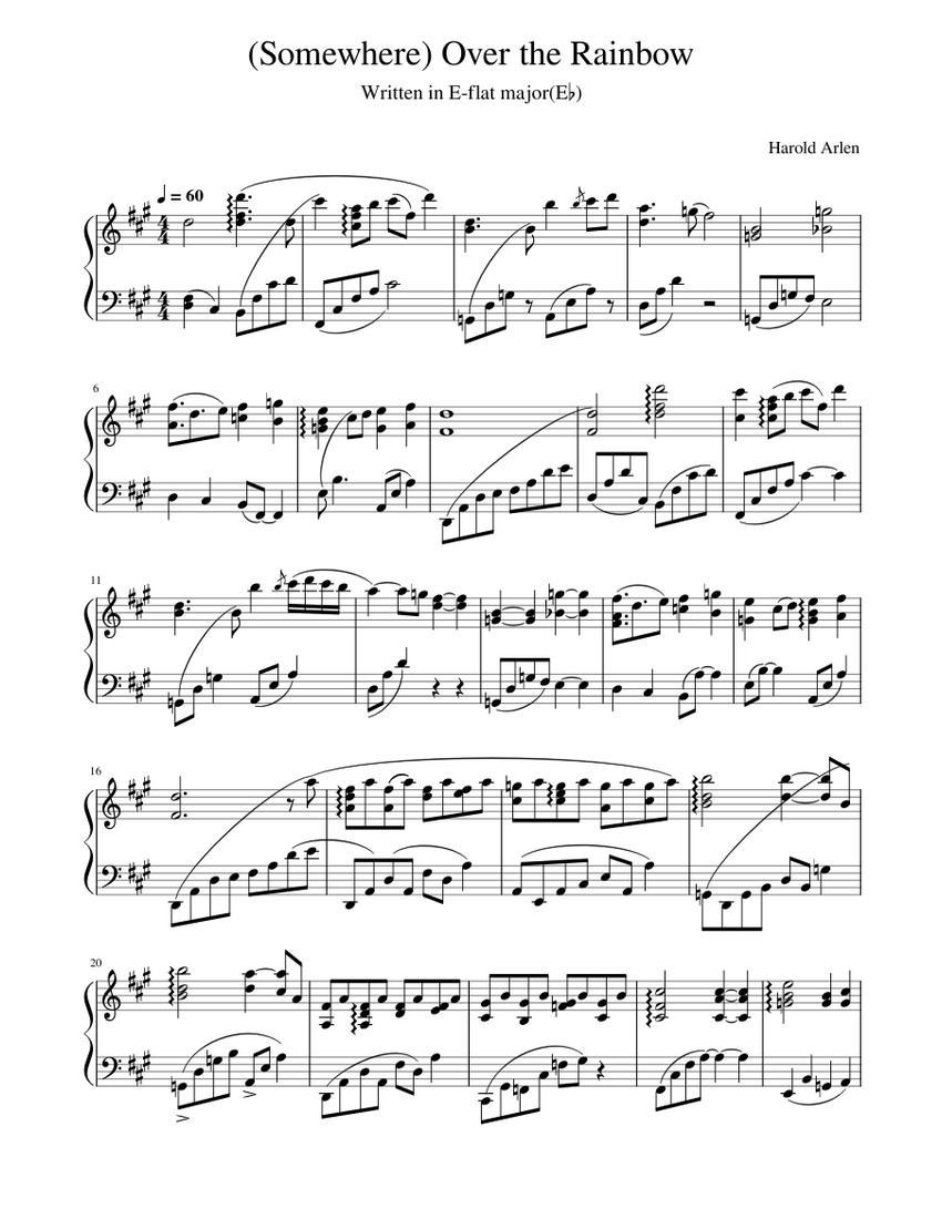 Somewhere Over the Rainbow - Violin Cello Duet Sheet Music for Piano ...