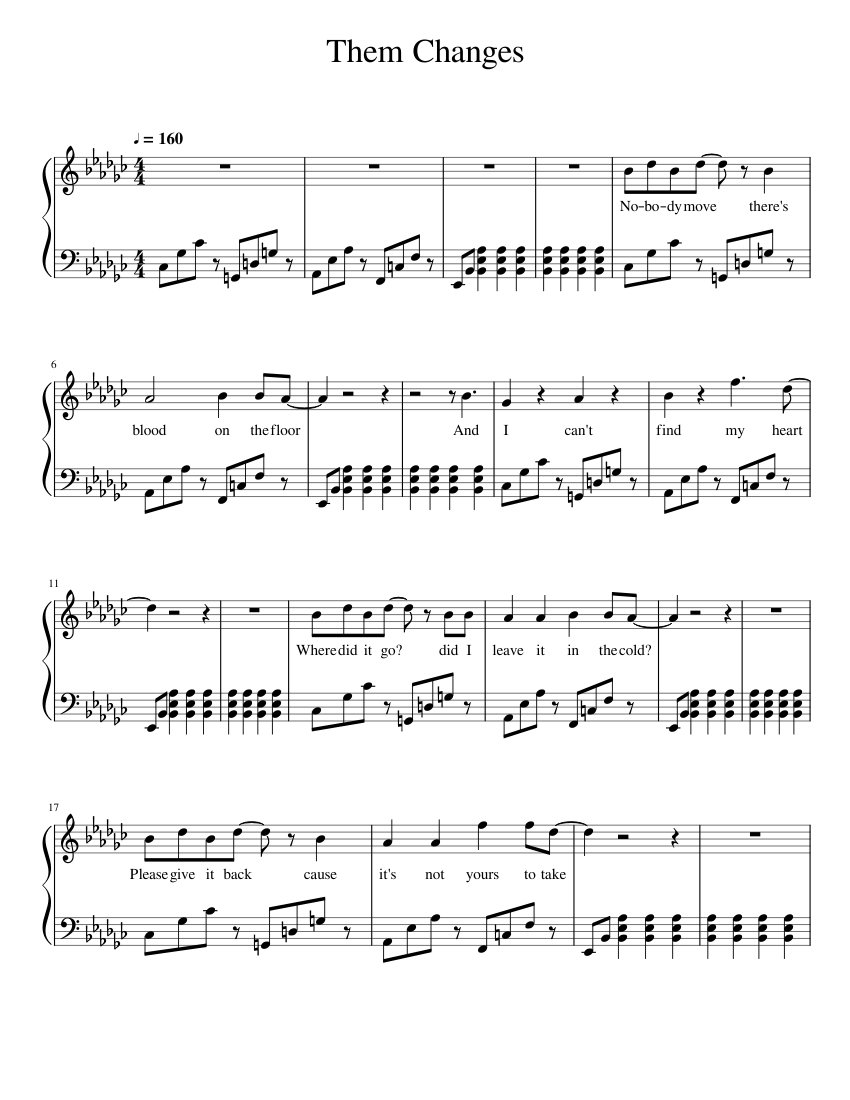 Them Changes - Thundercat Sheet Music for Piano (Solo) Easy | MuseScore.com