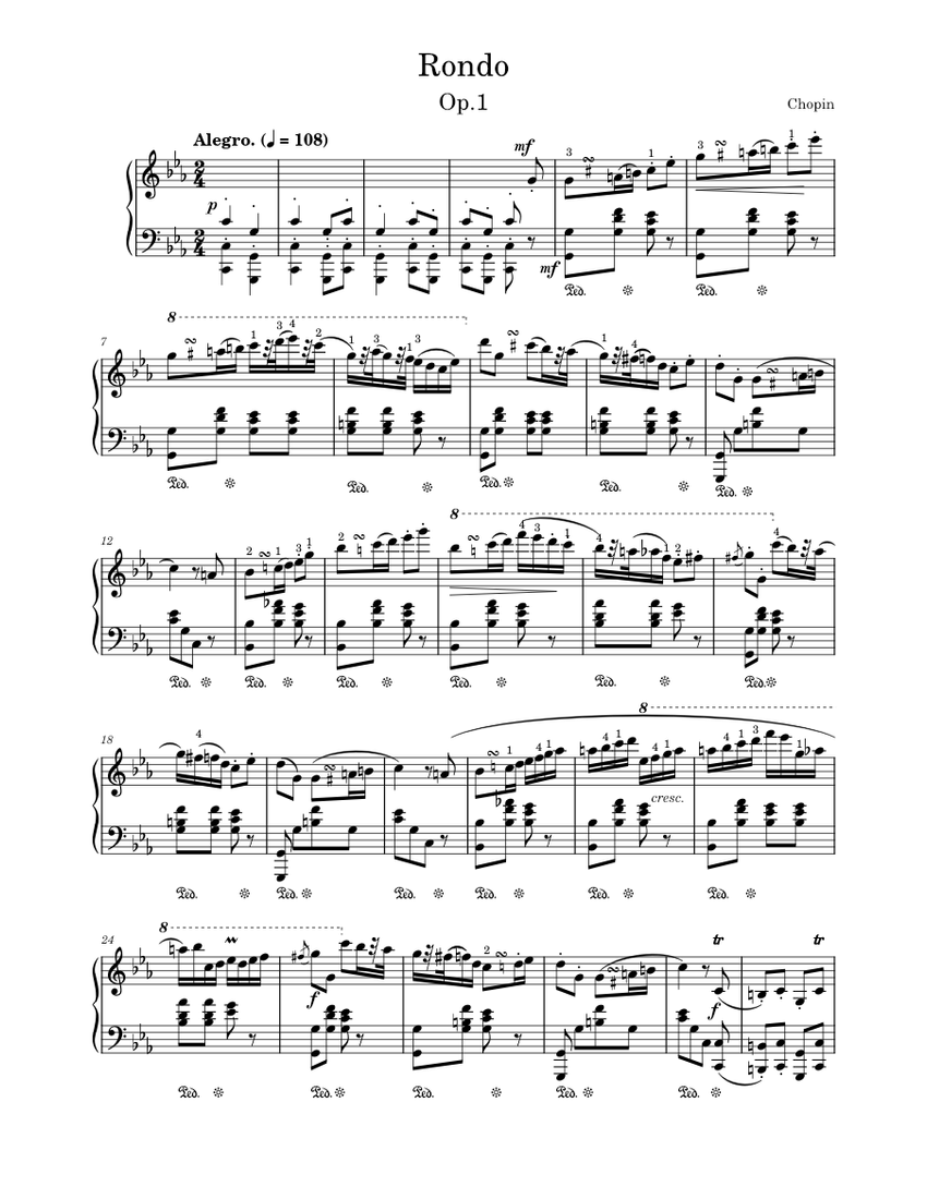 Rondo Op.1 - Chopin Sheet music for Piano (Solo) | Musescore.com