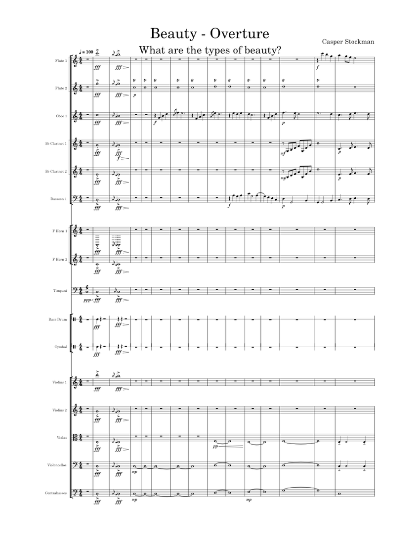 Beauty - Overture Sheet music for Flute, Oboe, Clarinet in b-flat ...