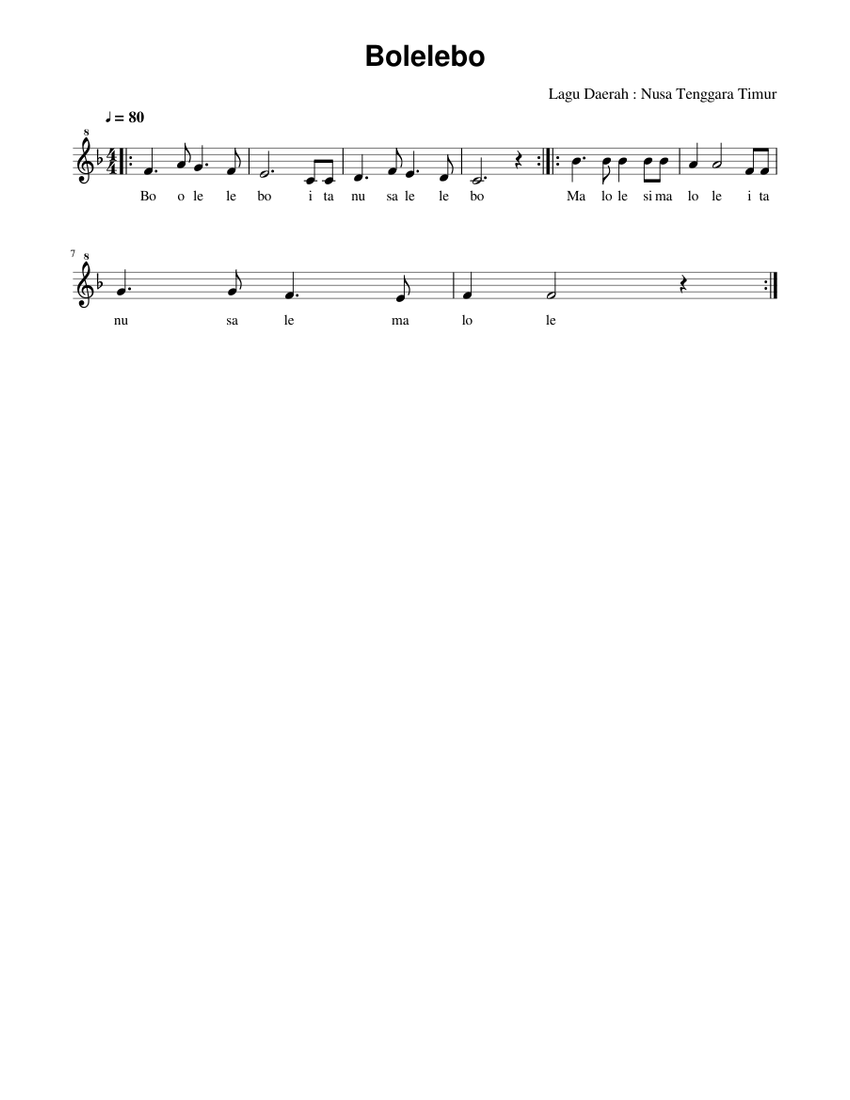 BOLELEBO Sheet Music for Recorder (Solo) | MuseScore.com