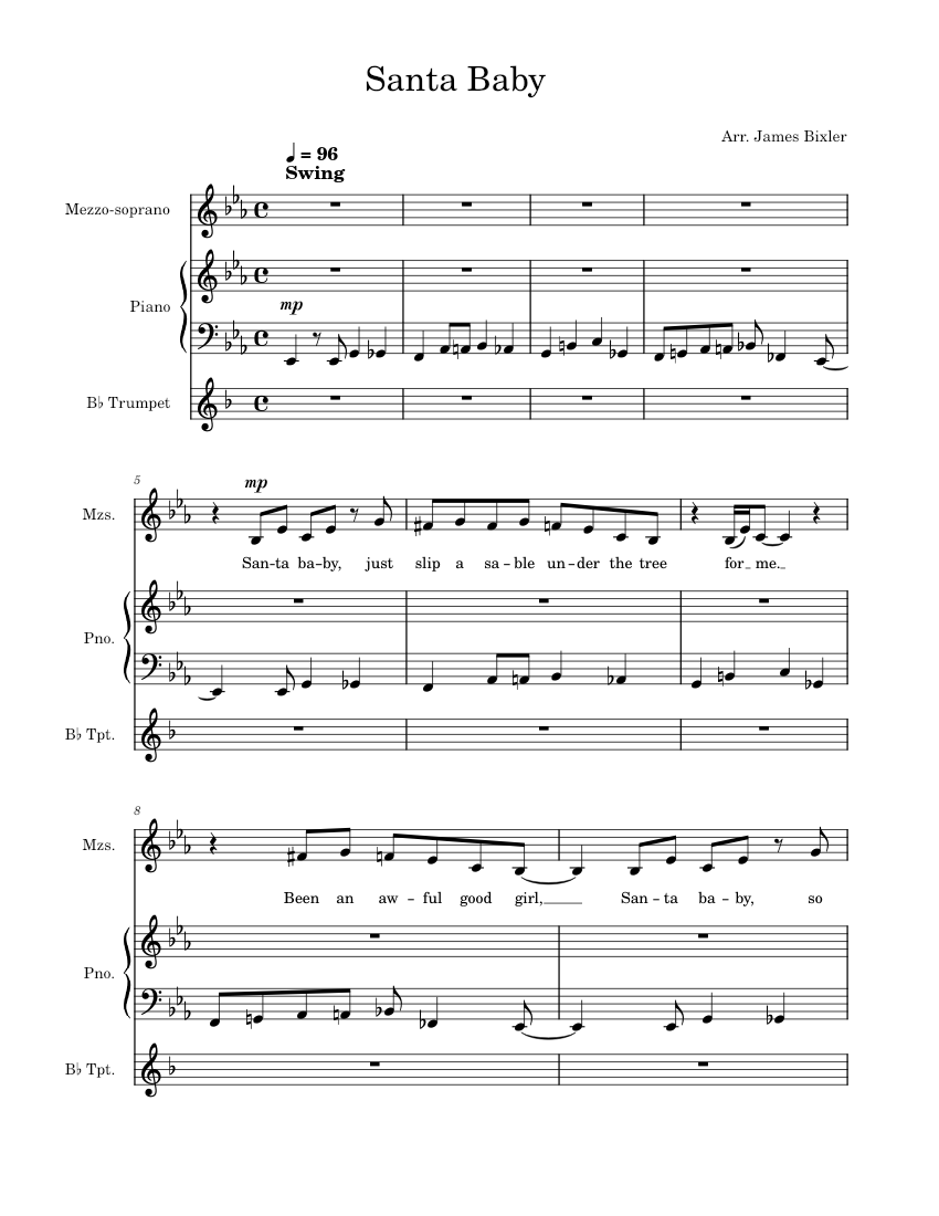 Santa Baby – Joan Javits and Philip Springer Santa Baby Sheet music for ...