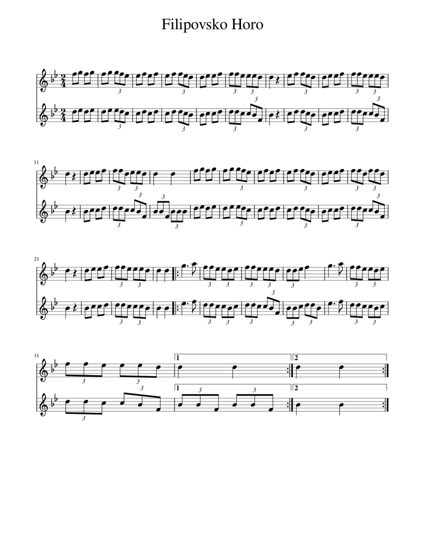 Filipovsko Horo Sheet Music for Piano (Piano Duo) | MuseScore.com