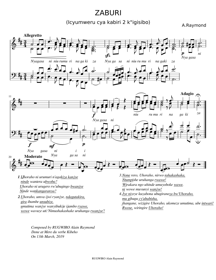 ZABURI Sheet Music for Organ (Solo) | MuseScore.com
