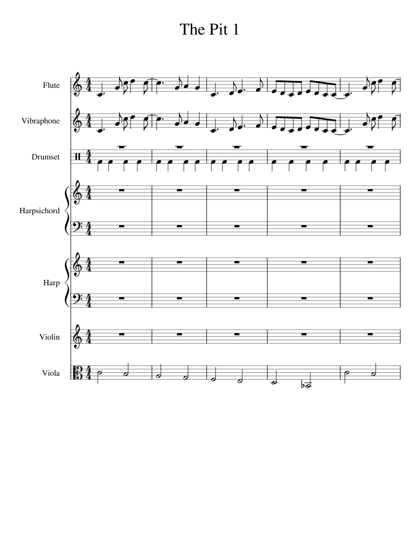 The Pit 1 Sheet music for Harpsichord, Flute, Vibraphone, Violin & more ...