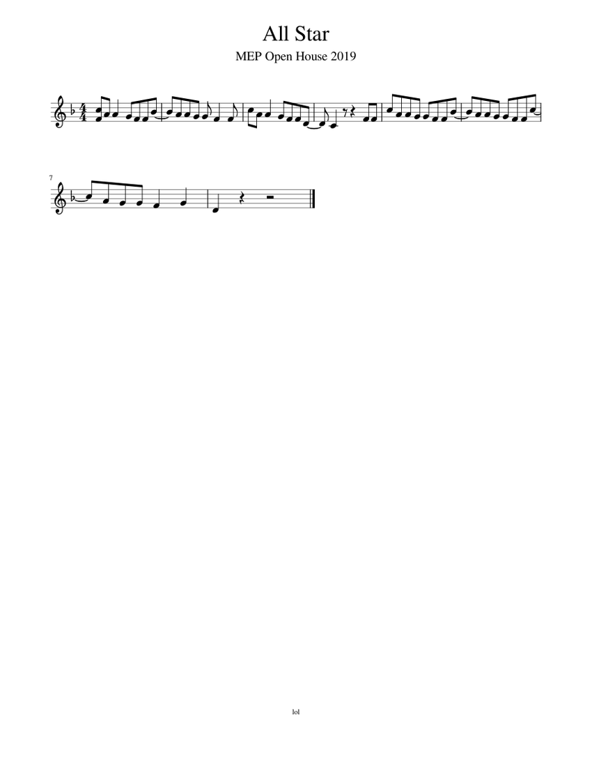 All Star Sheet music for Piano (Solo) | Musescore.com
