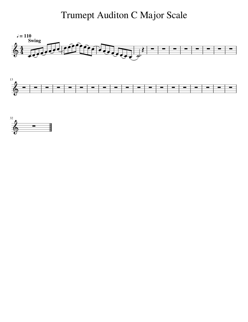 Trumept Auditon C Major Scale Sheet music for Trumpet in b-flat (Solo ...