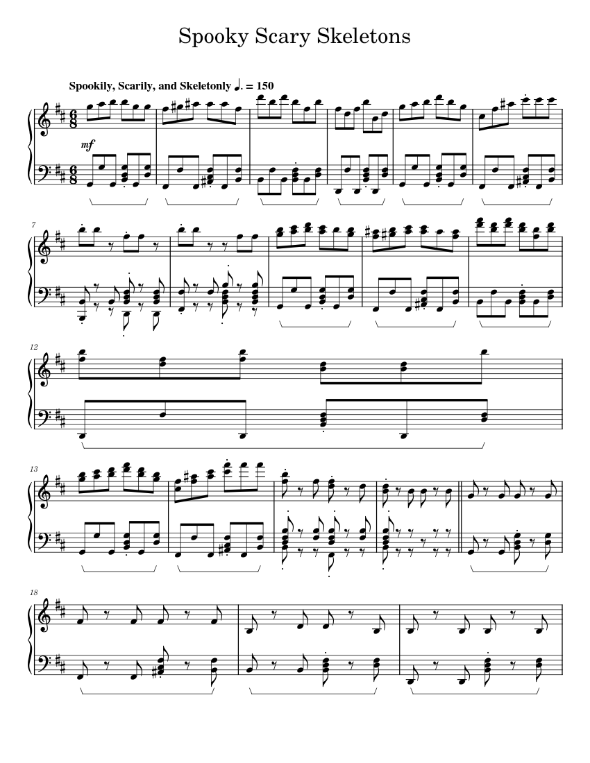 Spooky Scary Skeletons Sheet music for Piano (Solo) | Musescore.com