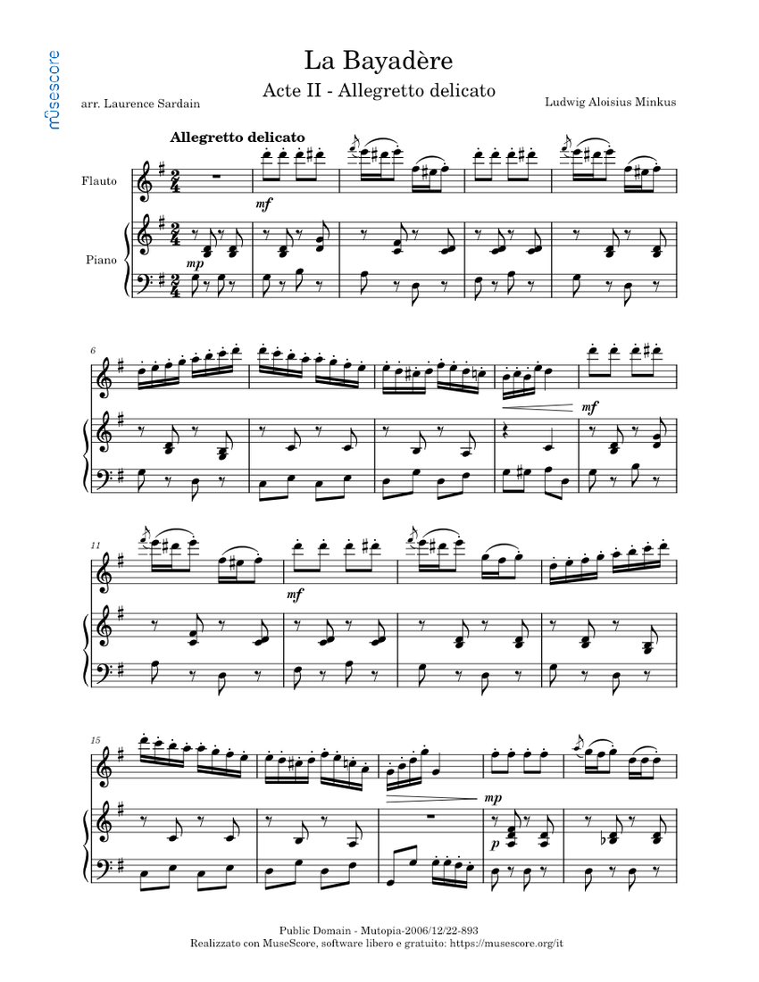 La Bayadère Acte II - Allegretto delicato – Ludwig Aloisius Minkus ...