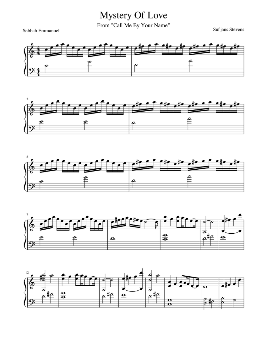 Mystery Of Love Sheet Music for Piano (Solo) Easy | MuseScore.com